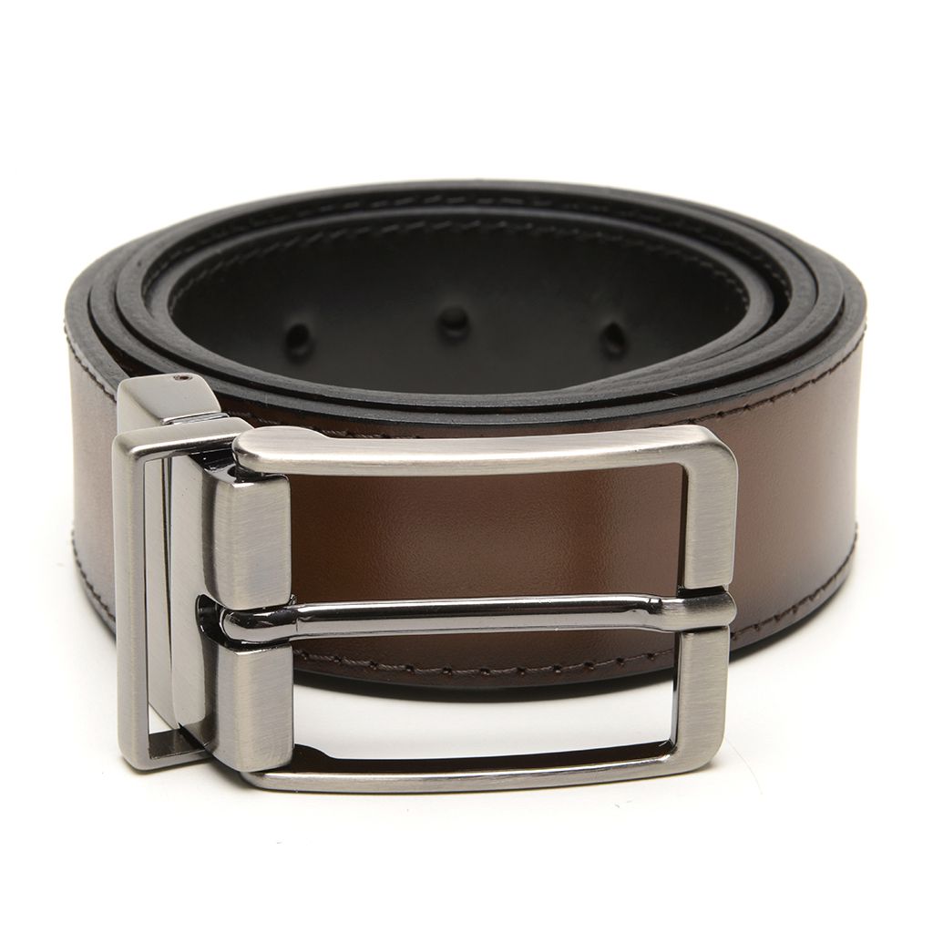 Cinto Dupla Face de Couro Preto e Whisky | JACOMETTI