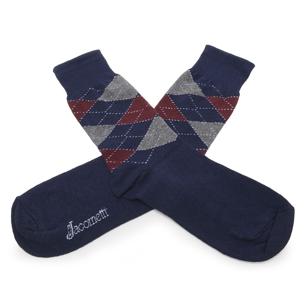 Meia de Algodão Escocesa Azul Marinho | JACOMETTI