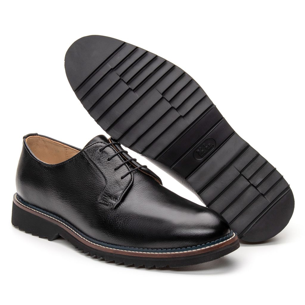 Sapato Casual Masculino Derby Couro Preto | JACOMETTI