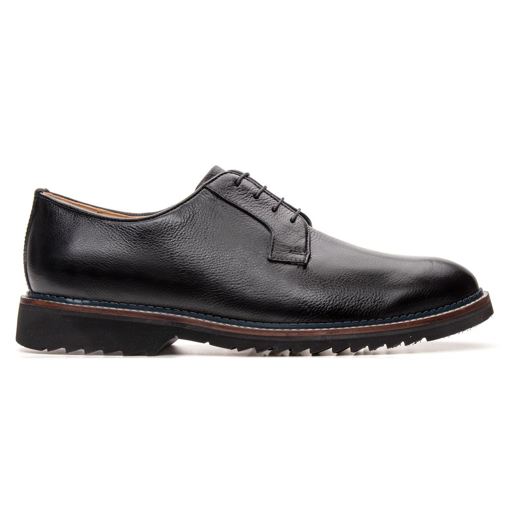 Sapato Casual Masculino Derby Couro Preto | JACOMETTI