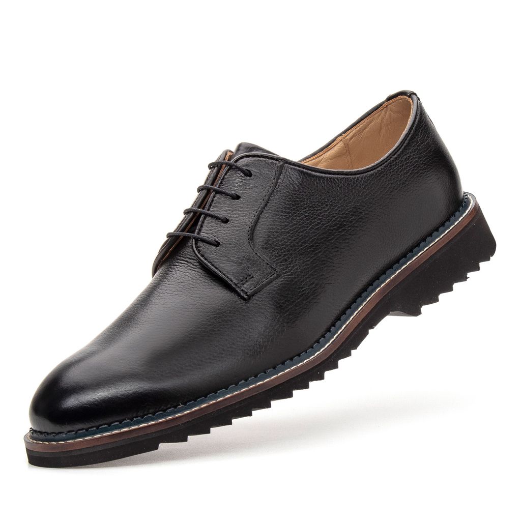 Sapato Casual Masculino Derby Couro Preto | JACOMETTI