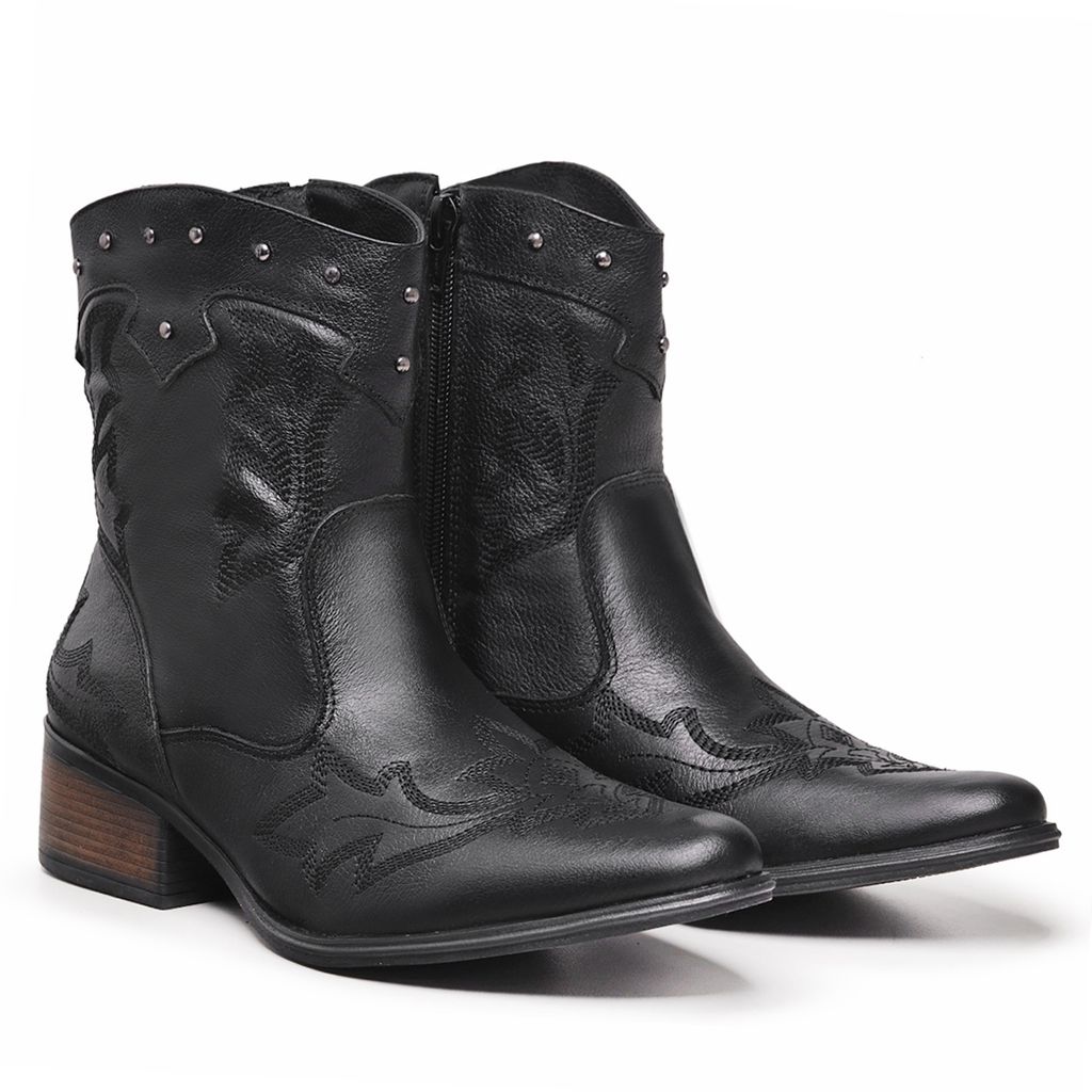 BOTA COUNTRY FEMININA CANO MÉDIO CONFORT Ref.: 11002 preto | Kauany ...