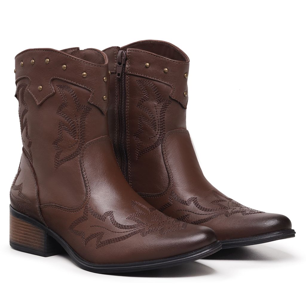 BOTA COUNTRY FEMININA CANO MÉDIO CONFORT Ref.: 11002 Café | Kauany Calçados