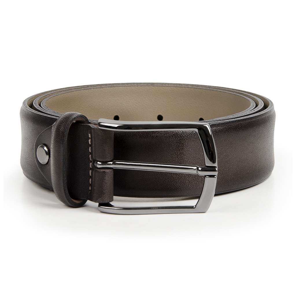 CINTO DE COURO CAFÉ COM FIVELA EM METAL | JACOMETTI