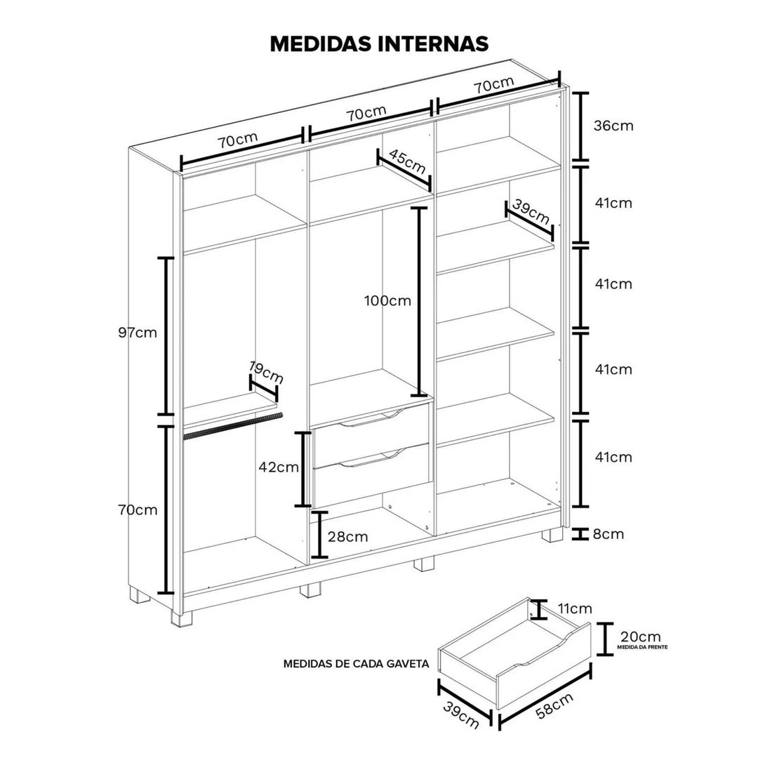 Guarda Roupa Casal 6 Portas Rimo New Paranoá Jequitiba Off White - Rimo ...