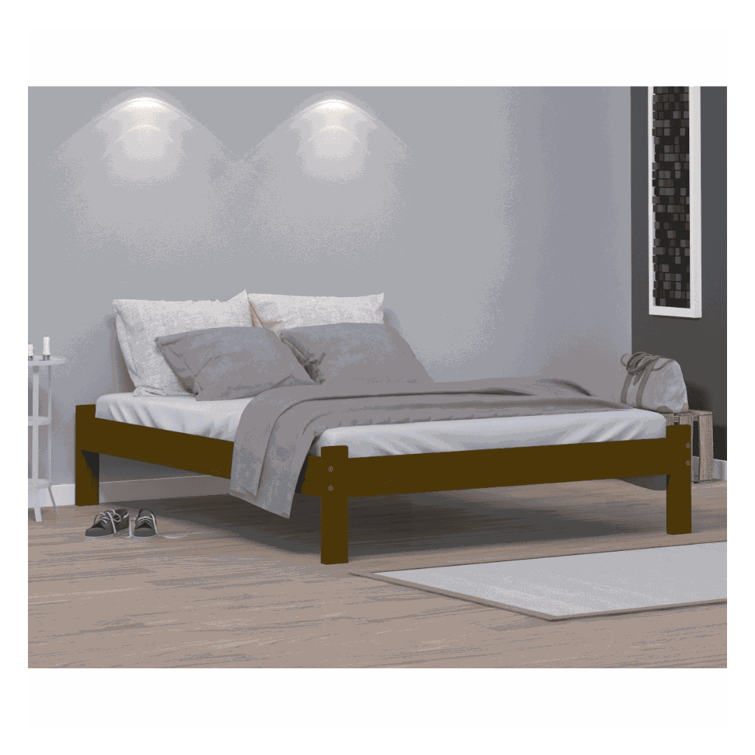 Cama de Casal Queen Imbuia Nemargi | Incasa Móveis