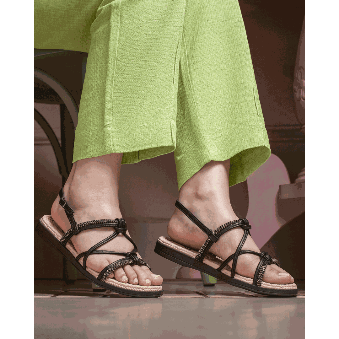 Rasteirinha Gardênia - Preto | Pé Relax Calçados Confortáveis