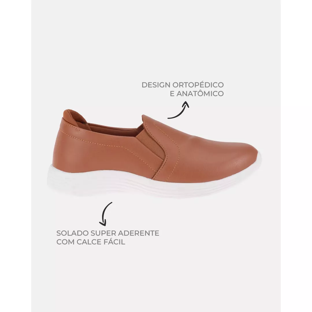Slip On Ortopédico Violeta - Caramelo | Pé Relax Calçados Confortáveis