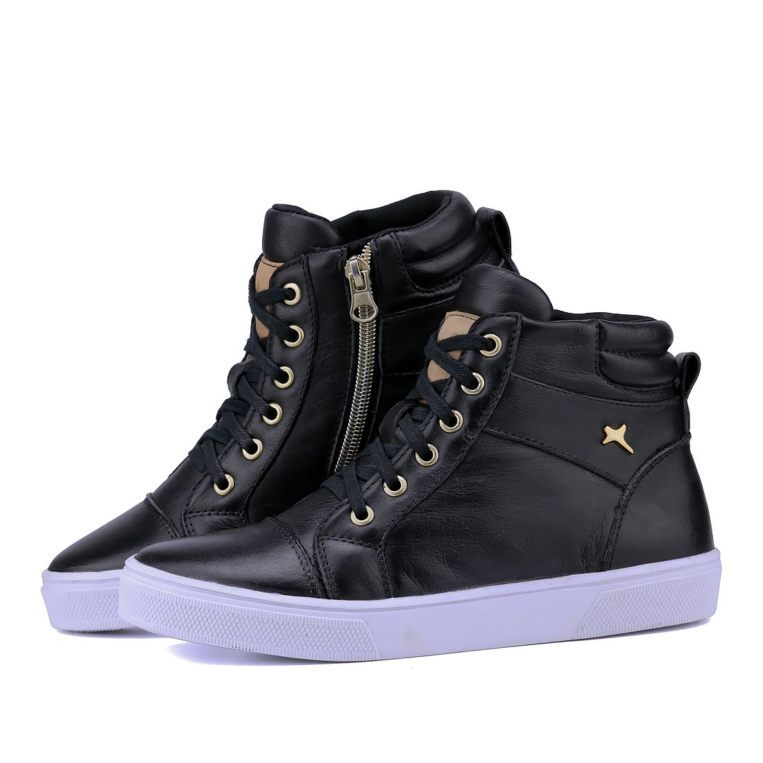 Bota Sneaker Casual Mr Gutt em Couro Legí­timo Preto