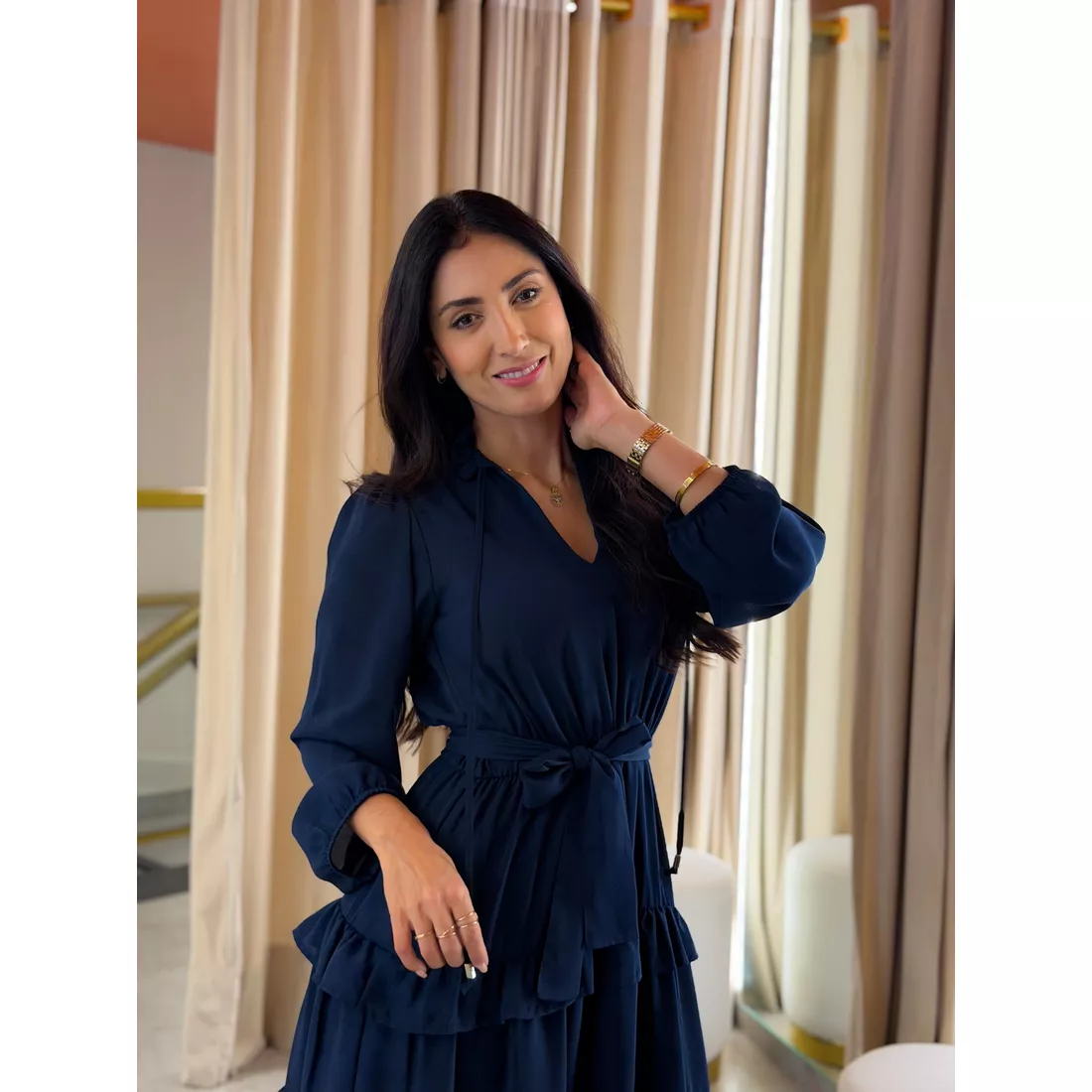 Vestido Aline Azul Marinho | Por Katia Vilar Moda Clássica