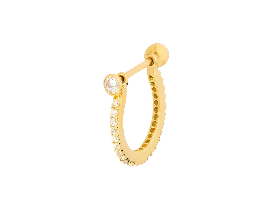 Piercing De Orelha De Ouro 18k Meia argola Snug de Zircônia | FÁBRICA ...