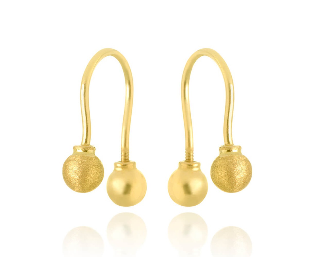 Brinco Infantil De Ouro 18k Anzol Com Bolinhas De 4mm | Fábrica do Ouro