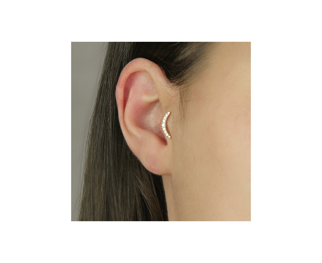 Piercing Cluster De Orelha De Ouro 18k Tragus de Zircônia | FÁBRICA DO ...