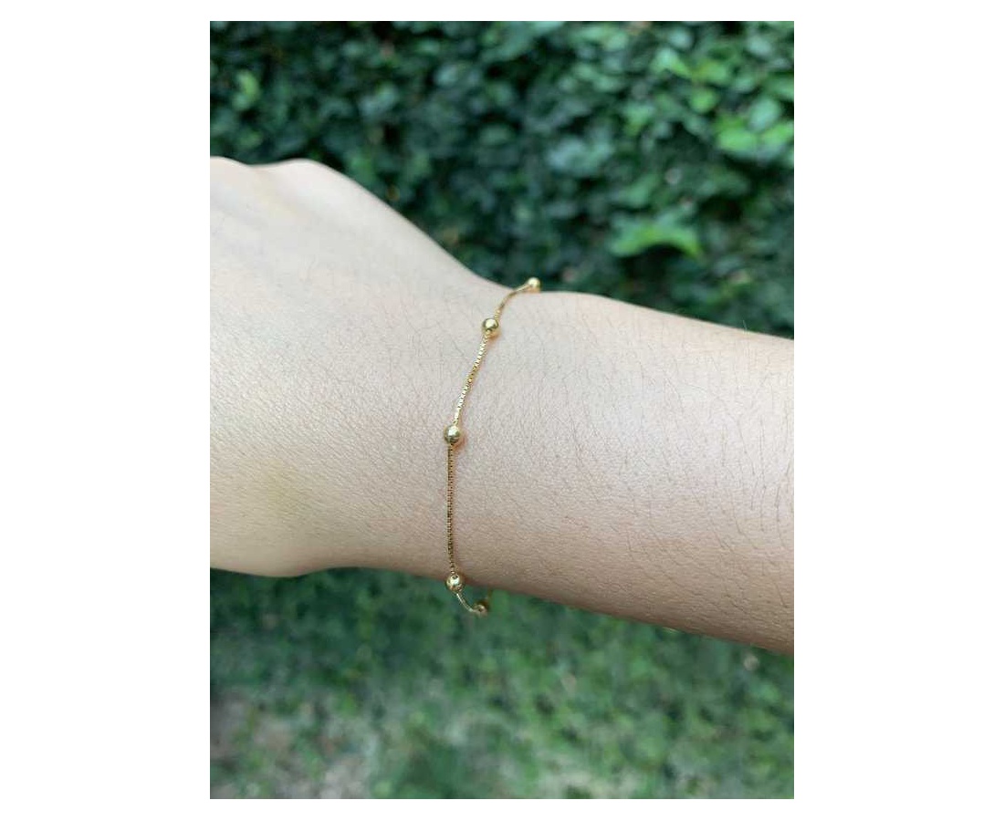 Pulseira De Ouro 18k Veneziana e Bolinhas De 3mm Com 19cm | Fábrica do Ouro
