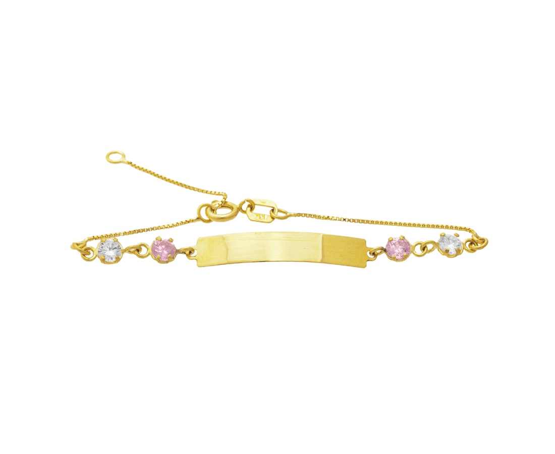 Pulseira Infantil de Ouro 18k Vene de 12,5cm com Zircônia | Fábrica do Ouro