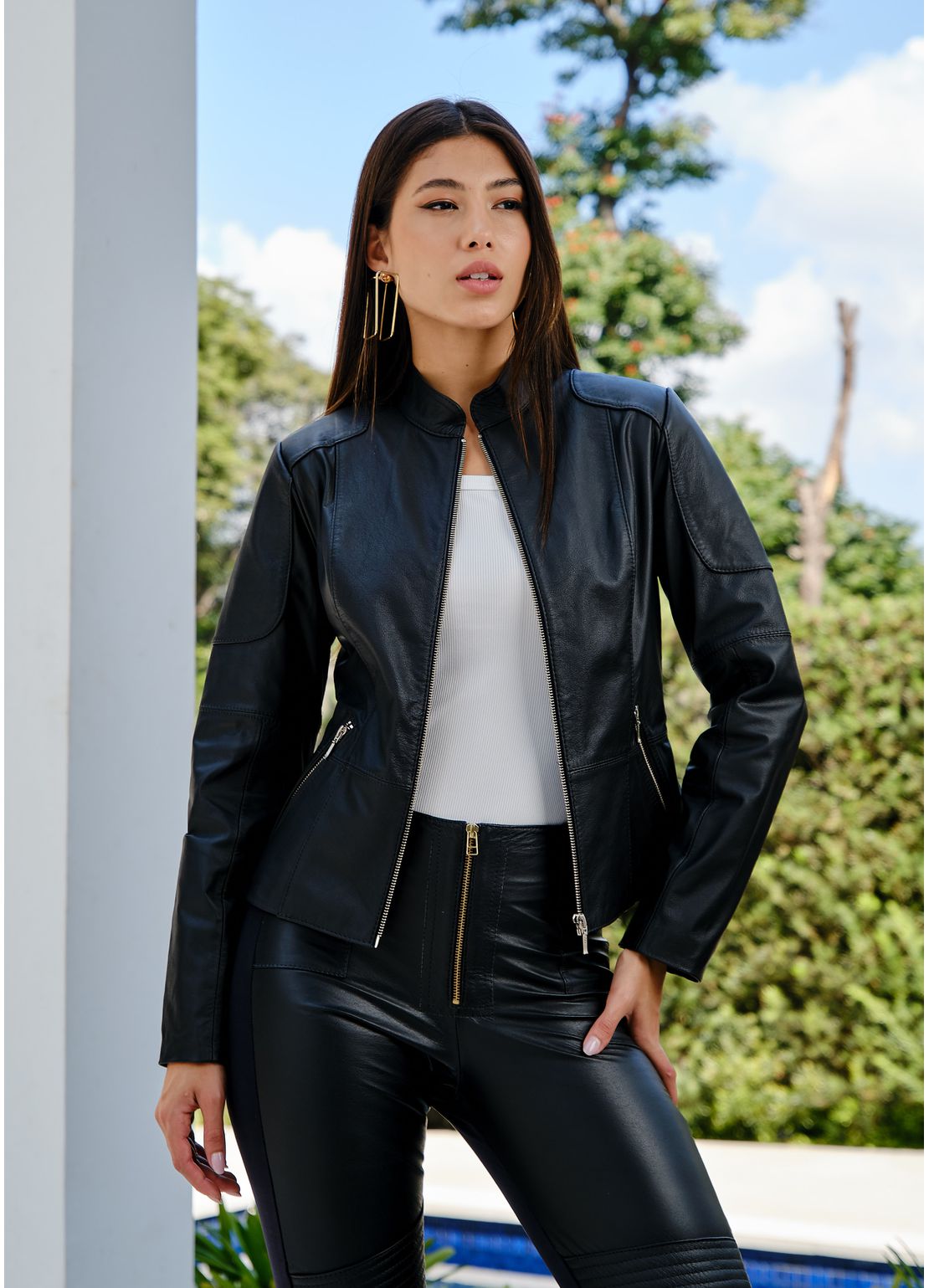 Jaqueta de Couro Feminina Preta Lorraine | Elite Couro Store