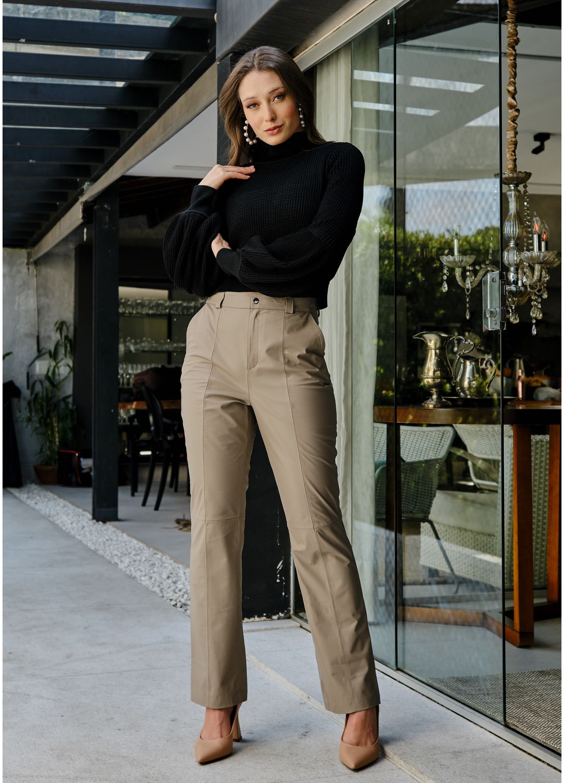 Calça de Couro Feminina Gisele Fendi | Elite Couro Store