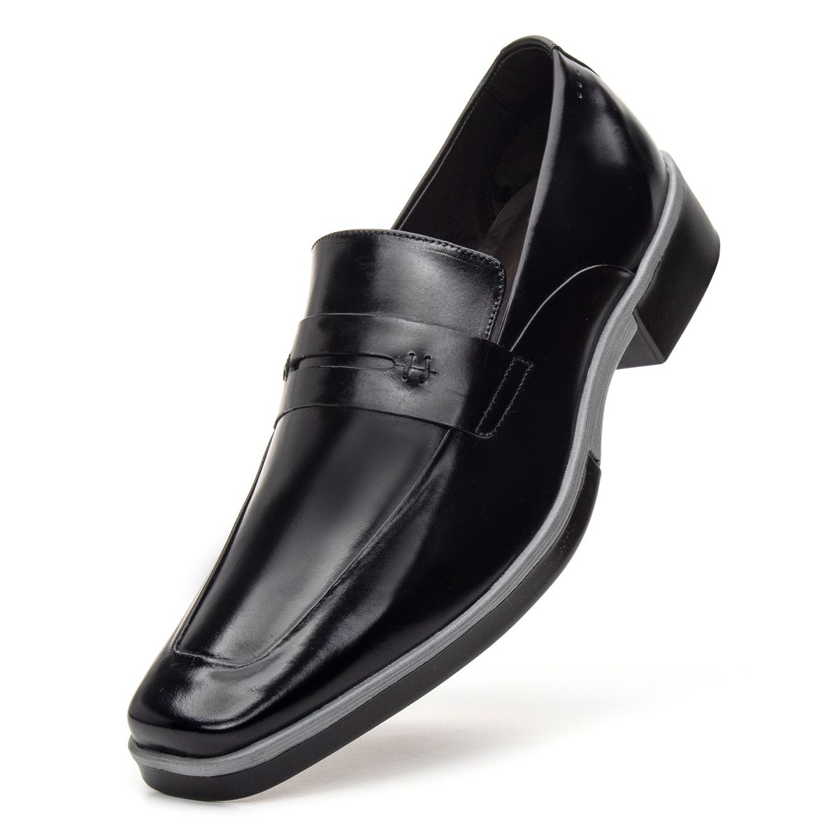 Sapato Social Loafer Masculino Em Couro Legítimo Linha Gênesis Preto ...