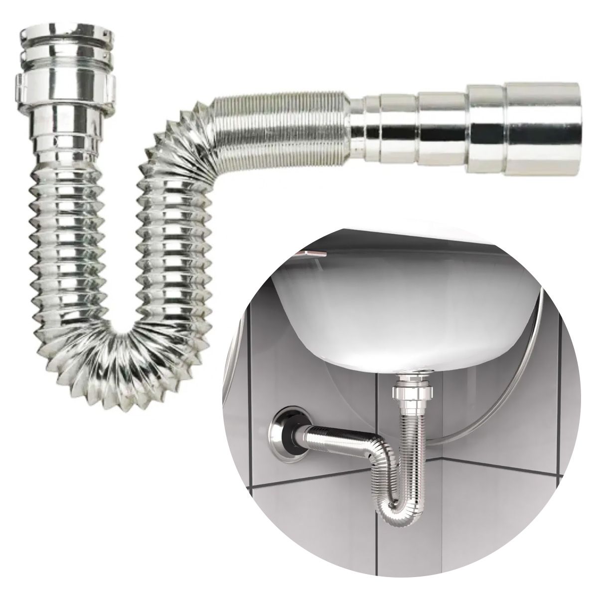 Sifão Tubo Extensivo Universal Cromado C/ Canopla 70cm | Broketto ...