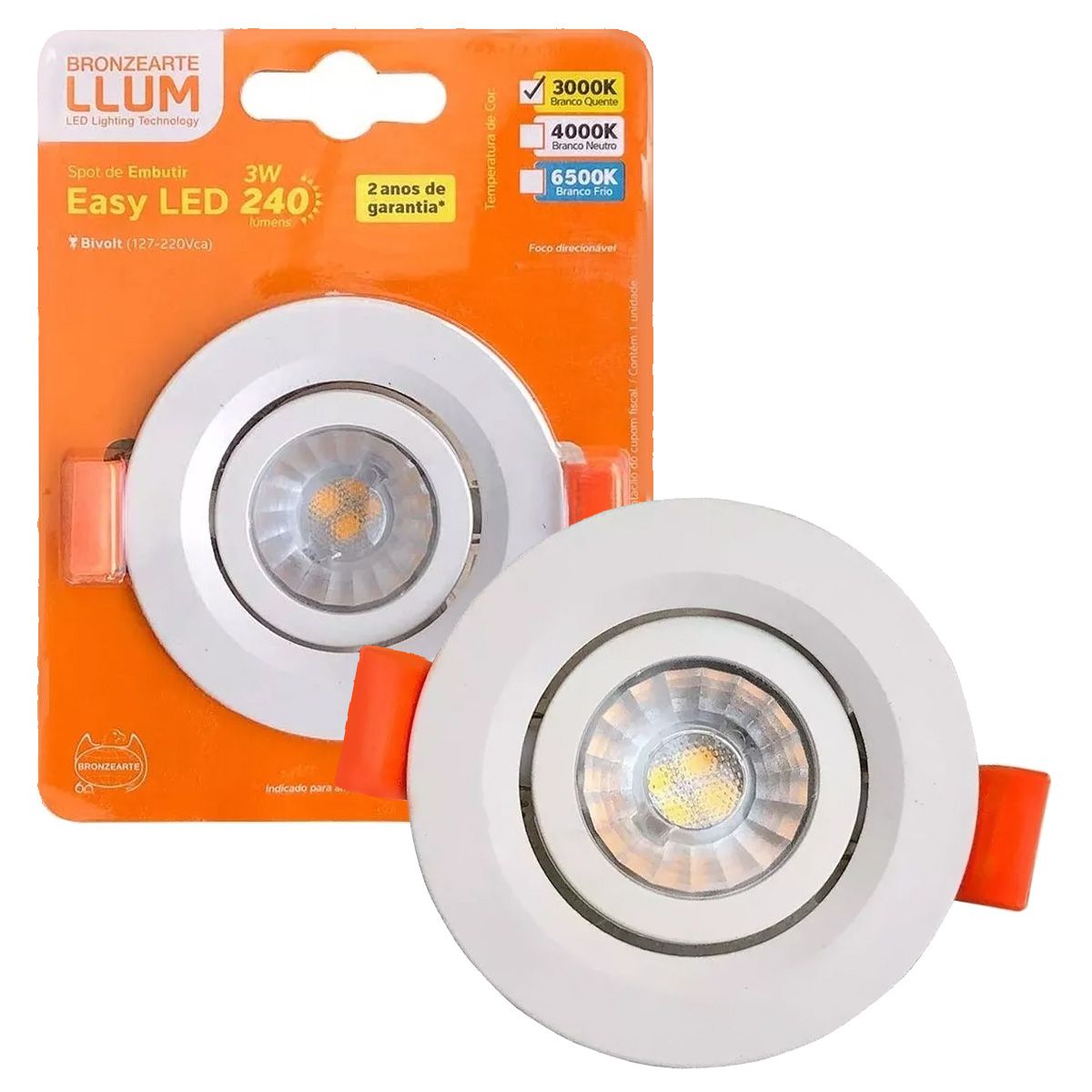 Spot Led De Embutir Mini Dicroica Redondo 3W 3000K | Broketto Materiais ...