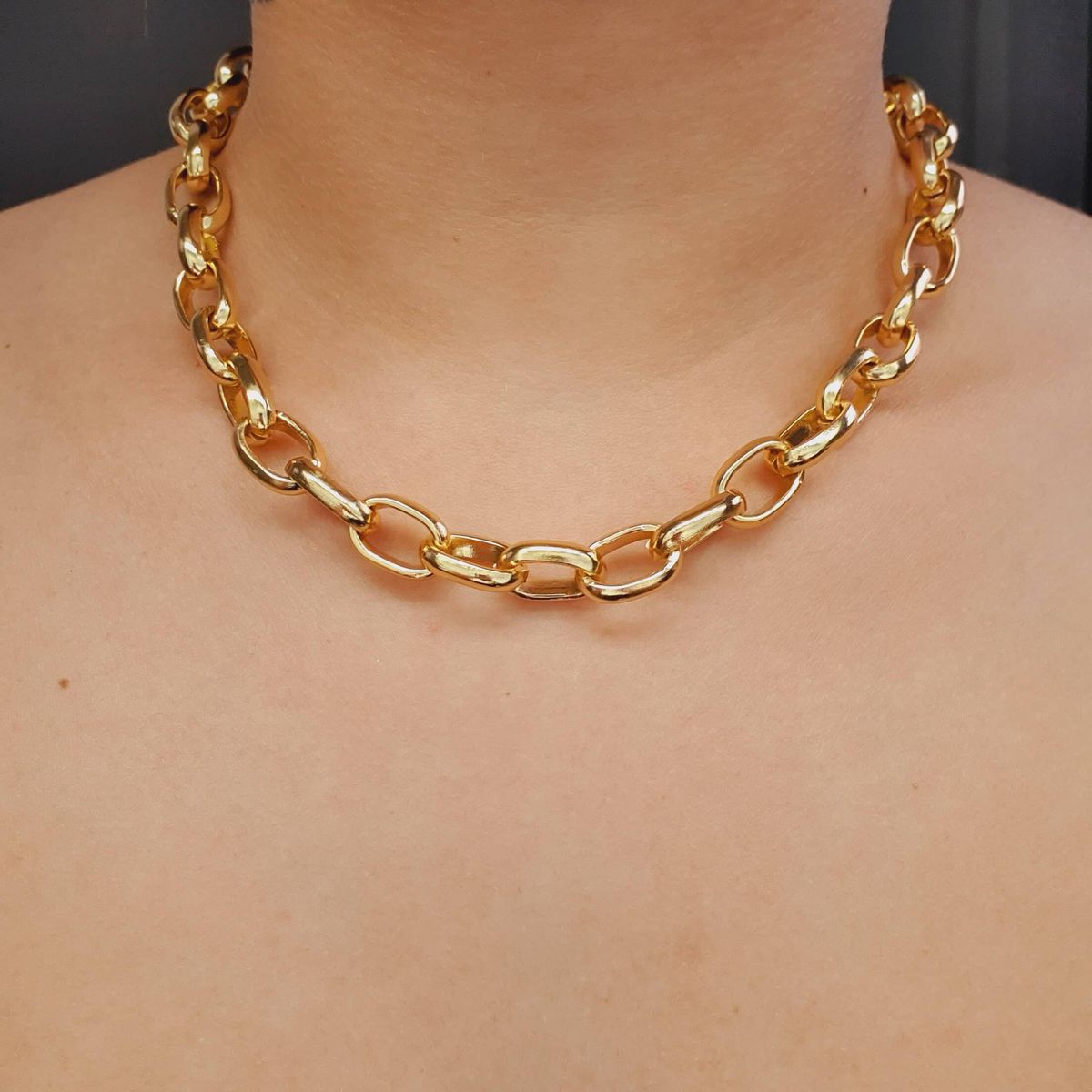 Colar Elos Folheado A Ouro 18K - Chérie Bijoux