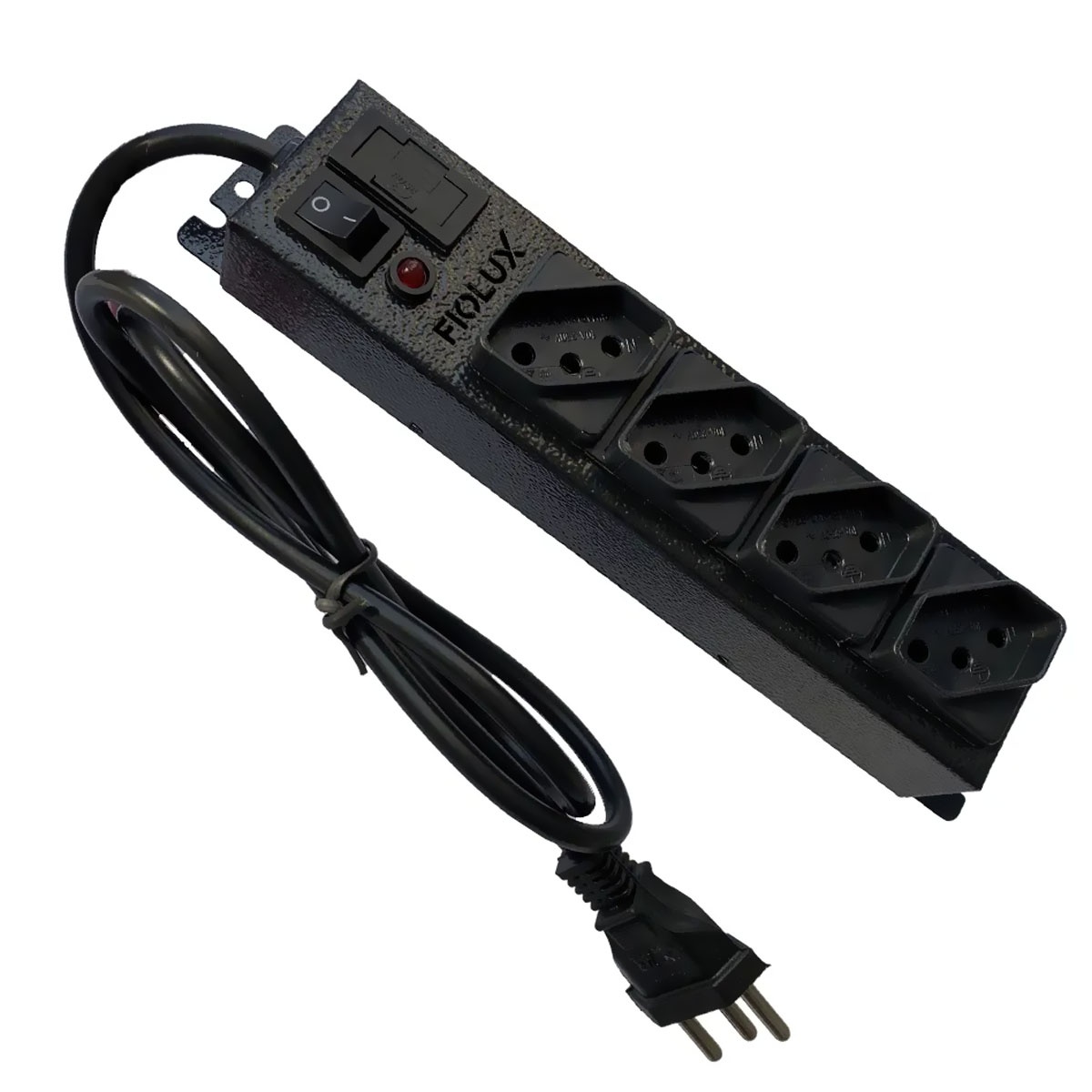 Filtro de Linha 4 Tomadas Metálico C/ Fusível Bivolt | Broketto Materiais Elétricos