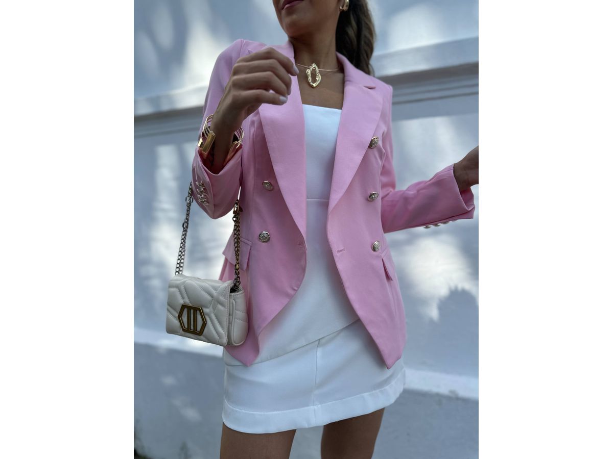 Blazer Inspiração Balmain Rosa Bebê | SUBLIME