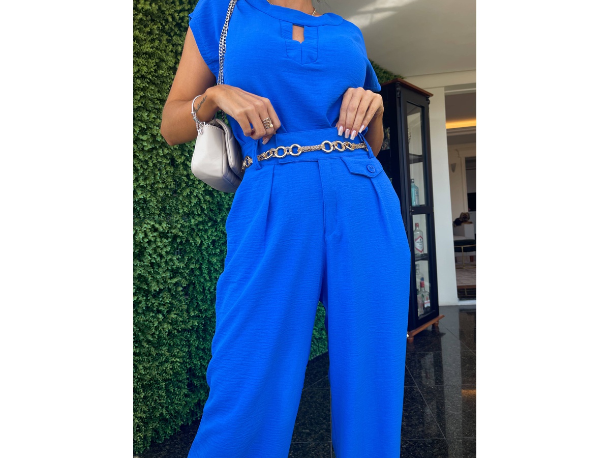 Calça Wide Leg Boston Azul | SUBLIME