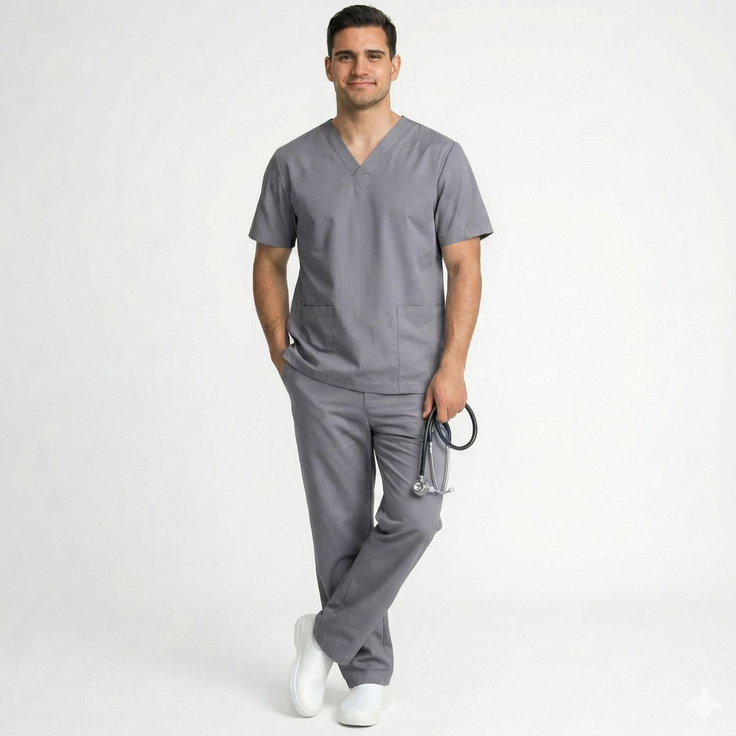 Camisa Scrub Cinza Masculina - Privativo Pijama Cirúrgico - BRANCURA
