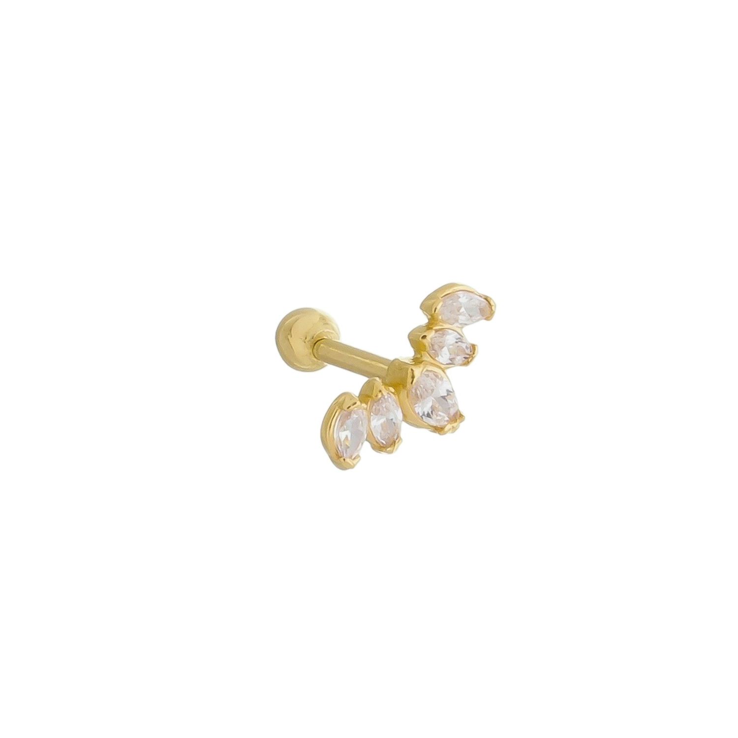 Piercing de Ouro 18k Tragus Shine Com Zircônias | Fábrica do Ouro ®️