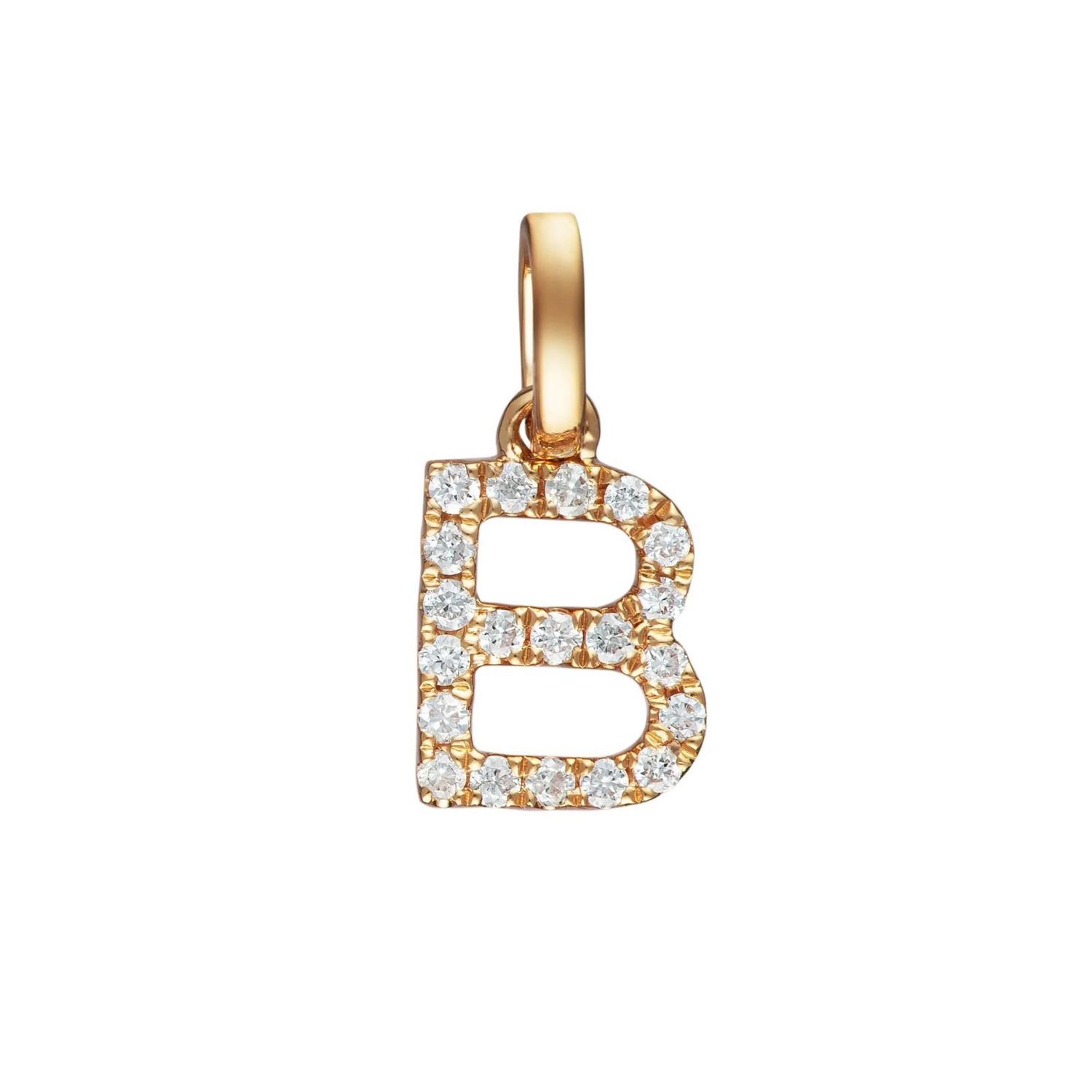 Pingente de Ouro 18k Letra B Com Zircônias | Fábrica do Ouro ®️