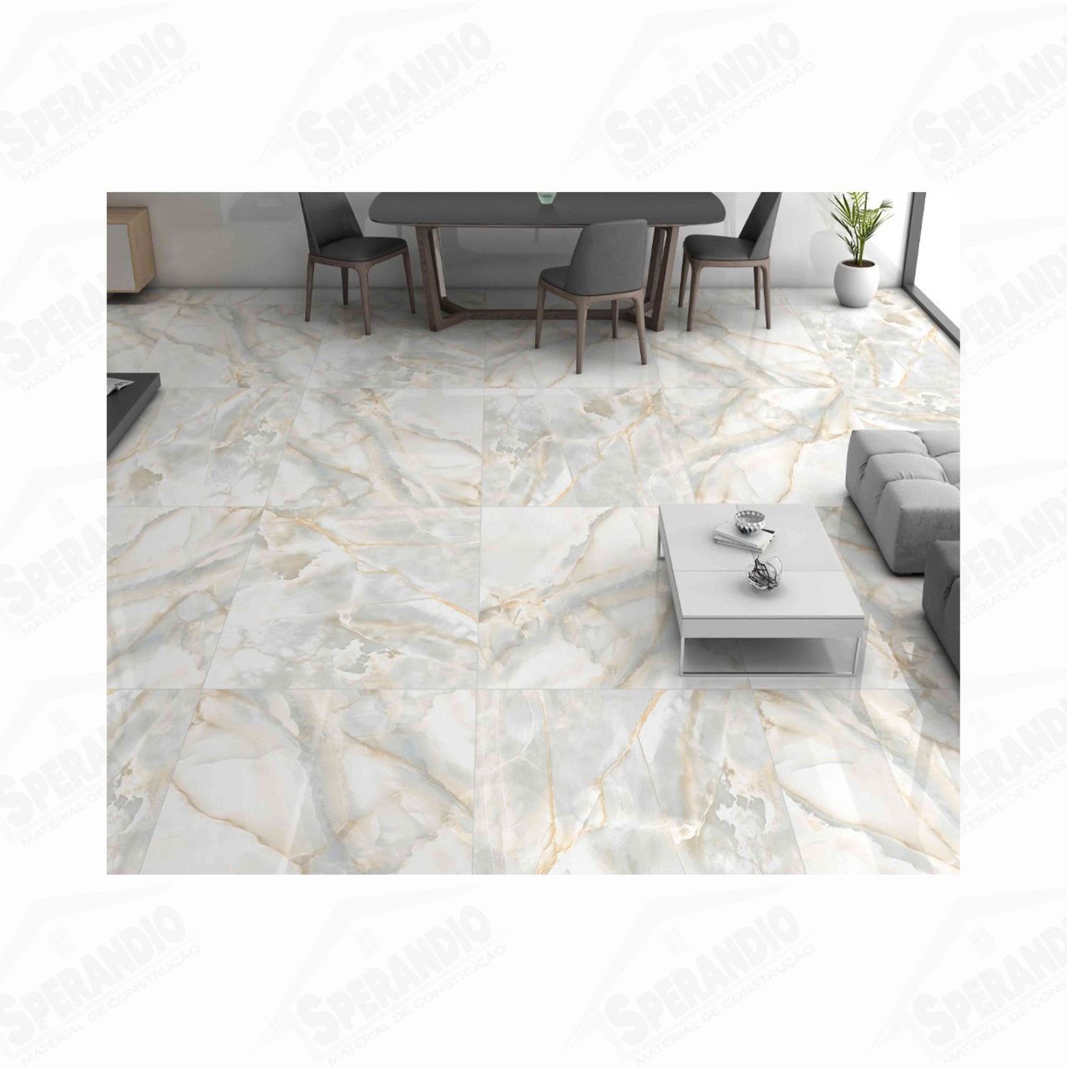 PISO PORCELAMAX POLIDO ROCHA FORTE 80X80 ALASKA (2,62 M2/CX) | Sperandio