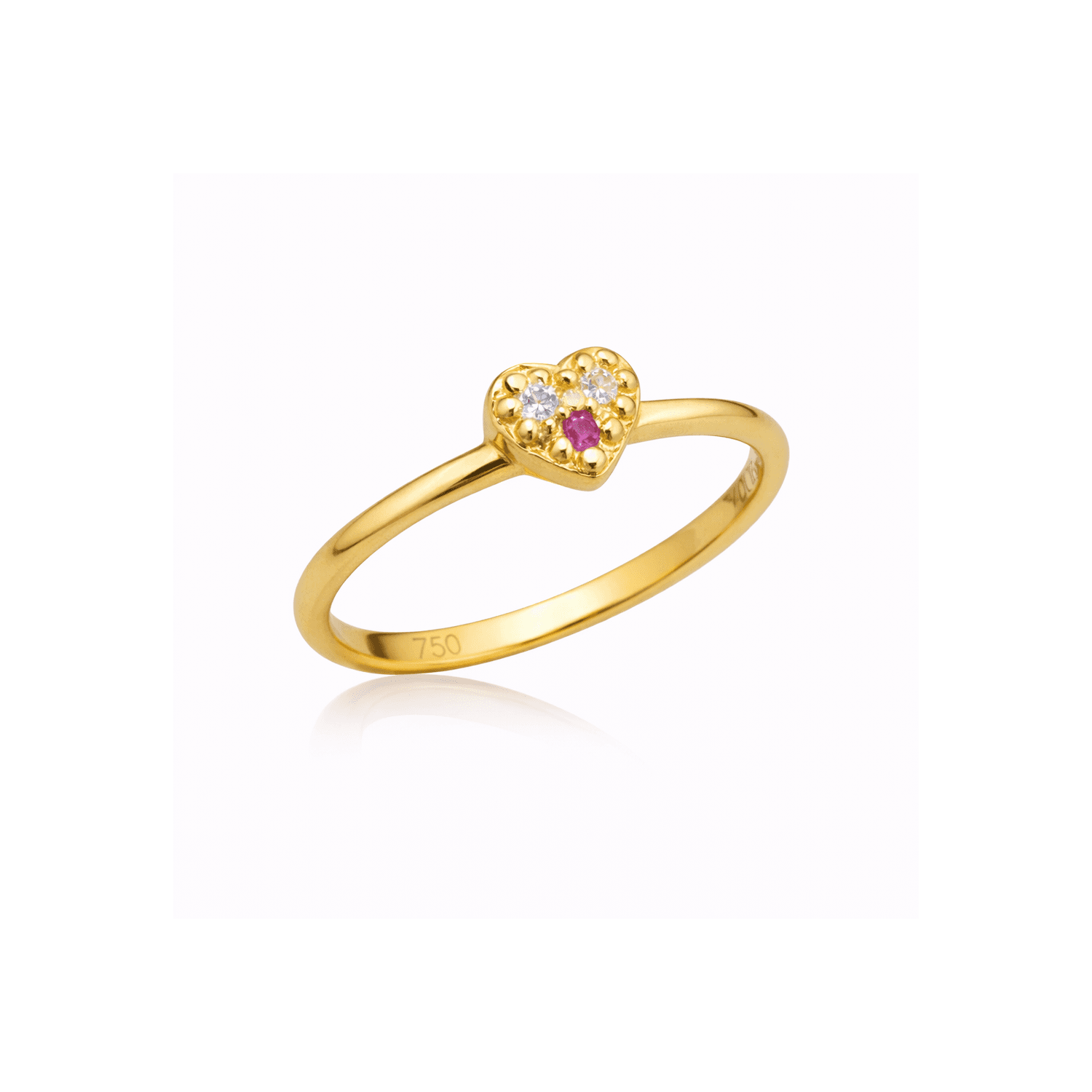 Anel de ouro 18k Coração Com Zircônias | Fábrica do Ouro ®️