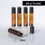 Frasco de Vidro Âmbar Roll-on Grosso 10ml Tampa Preto | Aroma Acessórios