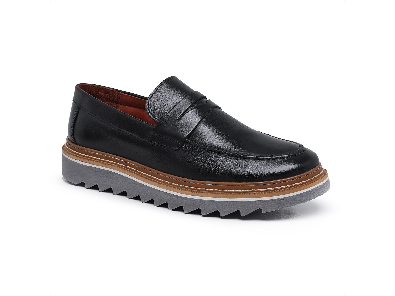 Loafer Orion Couro Preto Sola Tratorada | Berlutini Shoes