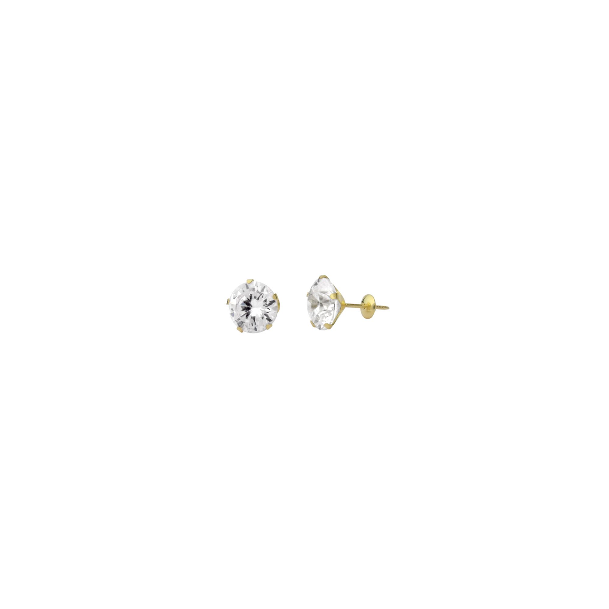Brinco de Ouro 18K com Pedra de Zircônia de 8mm | Fábrica do Ouro ®️