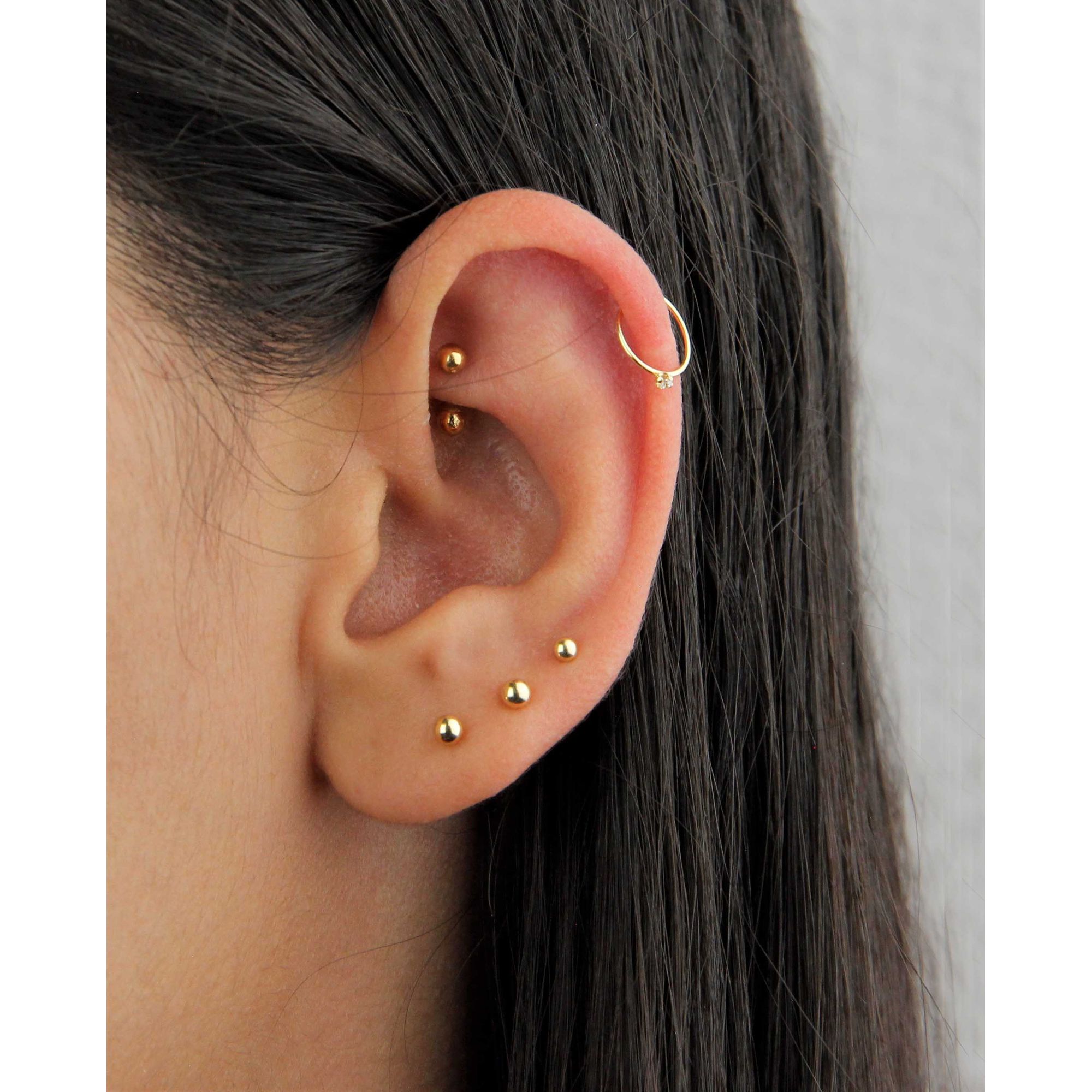 Piercing De Orelha, Hélix/Cartilagem De Ouro 18k Redondo com Zircônia | Fábrica do Ouro ®️