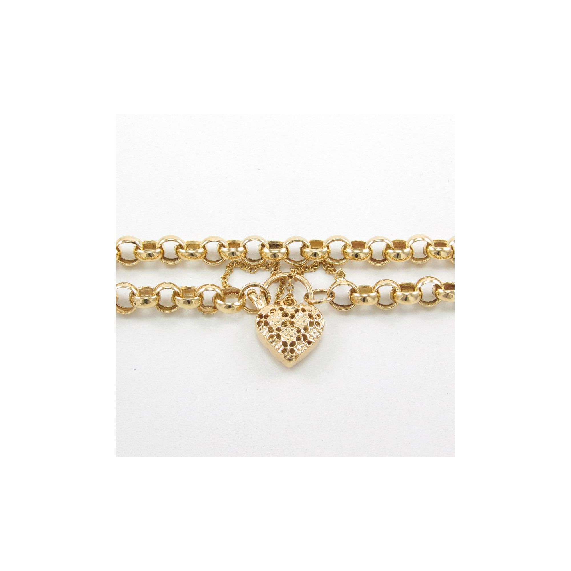 Pulseira De Ouro 18k Elo Português Com Fecho De Coração De 5mm Com 20cm ...