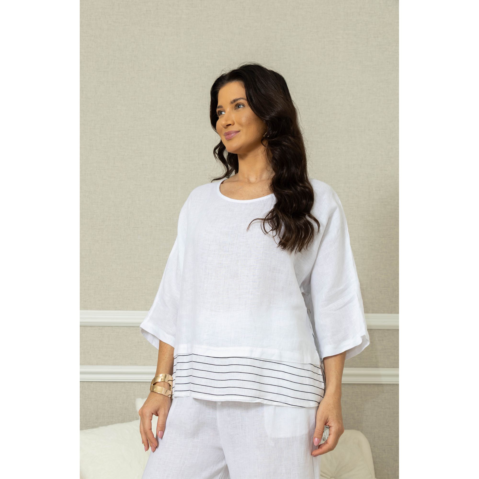 Bata Olga CJ BRANCO | Loja Linho Italiano