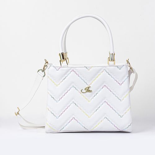 Bolsa Lorena Arco-íris Zig Zag Branco | Immateriale Bolsas