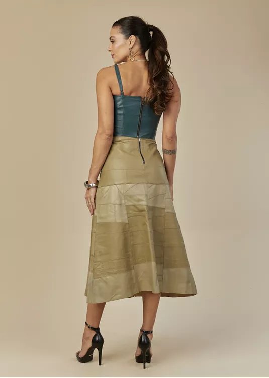 Saia De Couro Pelica Preta Helena | Elite Couro Store