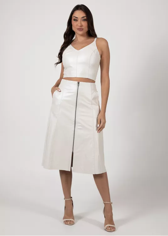 Saia De Couro Pelica Preta Helena | Elite Couro Store