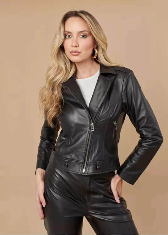 Saia De Couro Pelica Preta Helena | Elite Couro Store