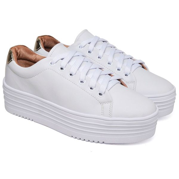 Tênis Feminino Plataforma Sola 4cm - Branco | Atria Shoes