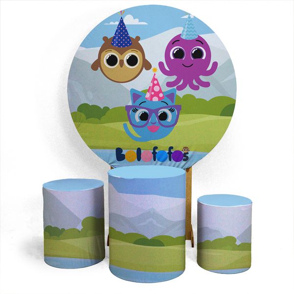 Kit Capa Painel + Trio Cilindros Bolofofo Montanhas | Loja | Bibi Painéis