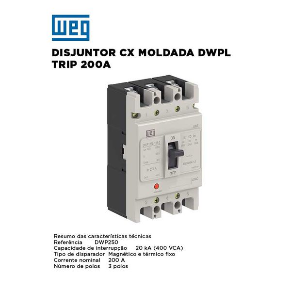 DISJUNTOR CAIXA MOLD DWPL TRIPLO 200A WEG | Comercial Leal