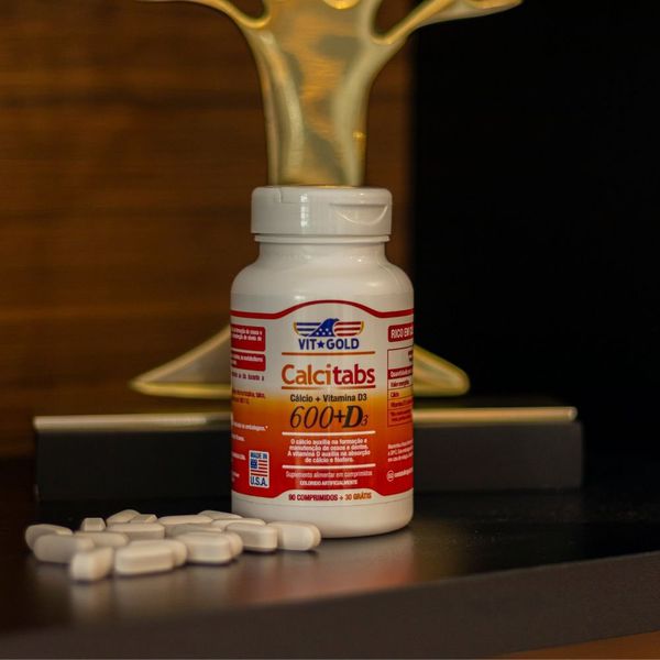 Calcitabs - Cálcio 600 mg + Vitamina D3 Vitgold com 90 comp. | Vitgold