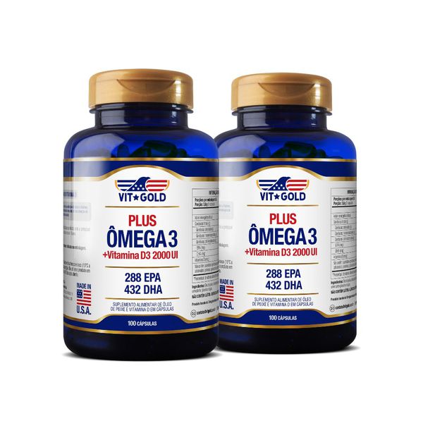 Omega 3 Plus com Vitamina D3 2000UI Vitgold Kit2x 100 caps. | Vitgold