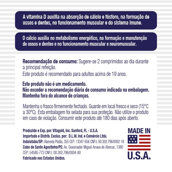 Oysco Cálcio 1200 mg + Vitamina D3 150 comprimidos | Vitgold