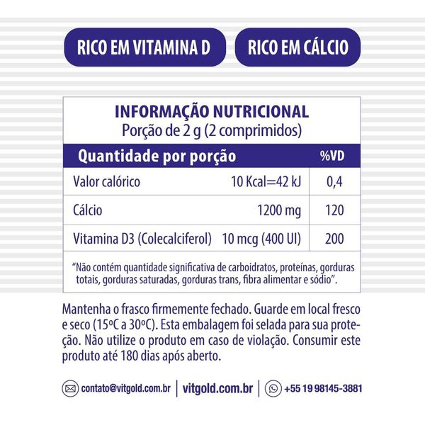 Oysco Cálcio 1200 mg + Vitamina D3 150 comprimidos | Vitgold